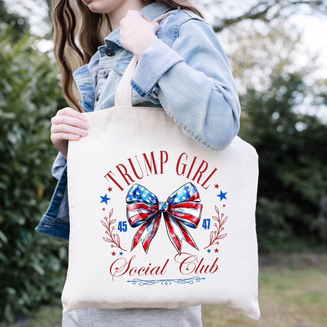 Trump Girl Club Tote Bag, American Bow Tote Bag, Trump 2024 Tote Bag ...
