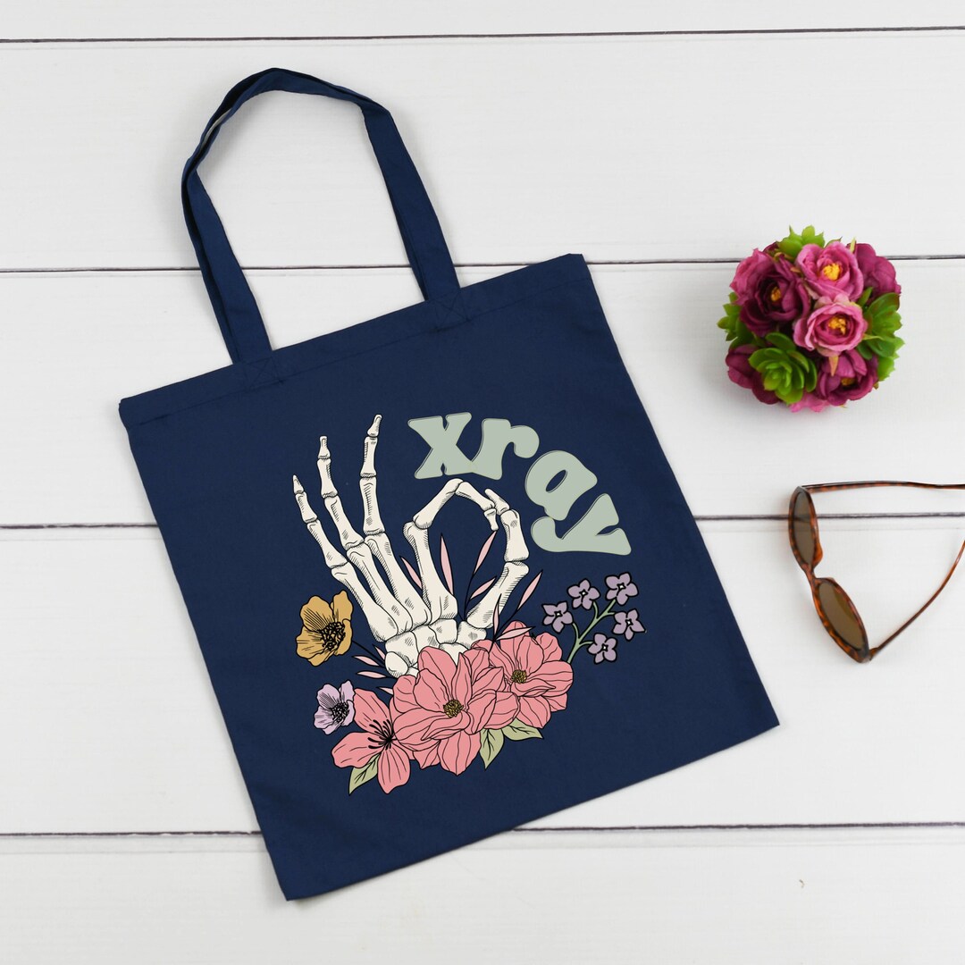 Xray Floral Skeleton Hand Tote Bag, Radiology Technology Tote Bag ...
