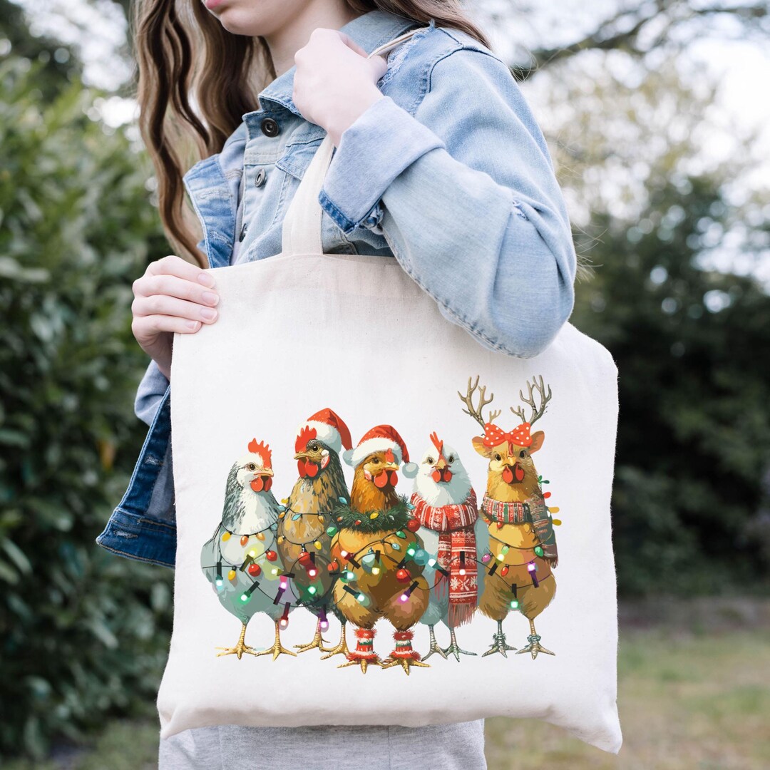 Christmas Chickens Tote Bag ,chicken Lover Gift, Gift for Farmer, Group ...
