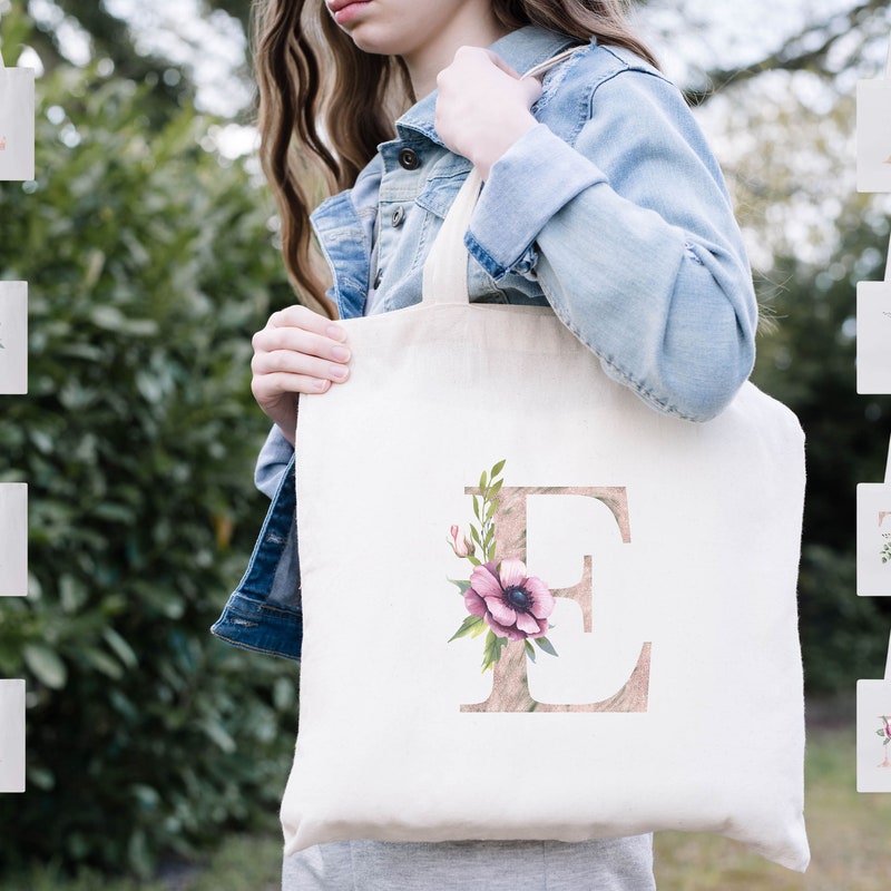 Letter Print Tote Bag - Etsy