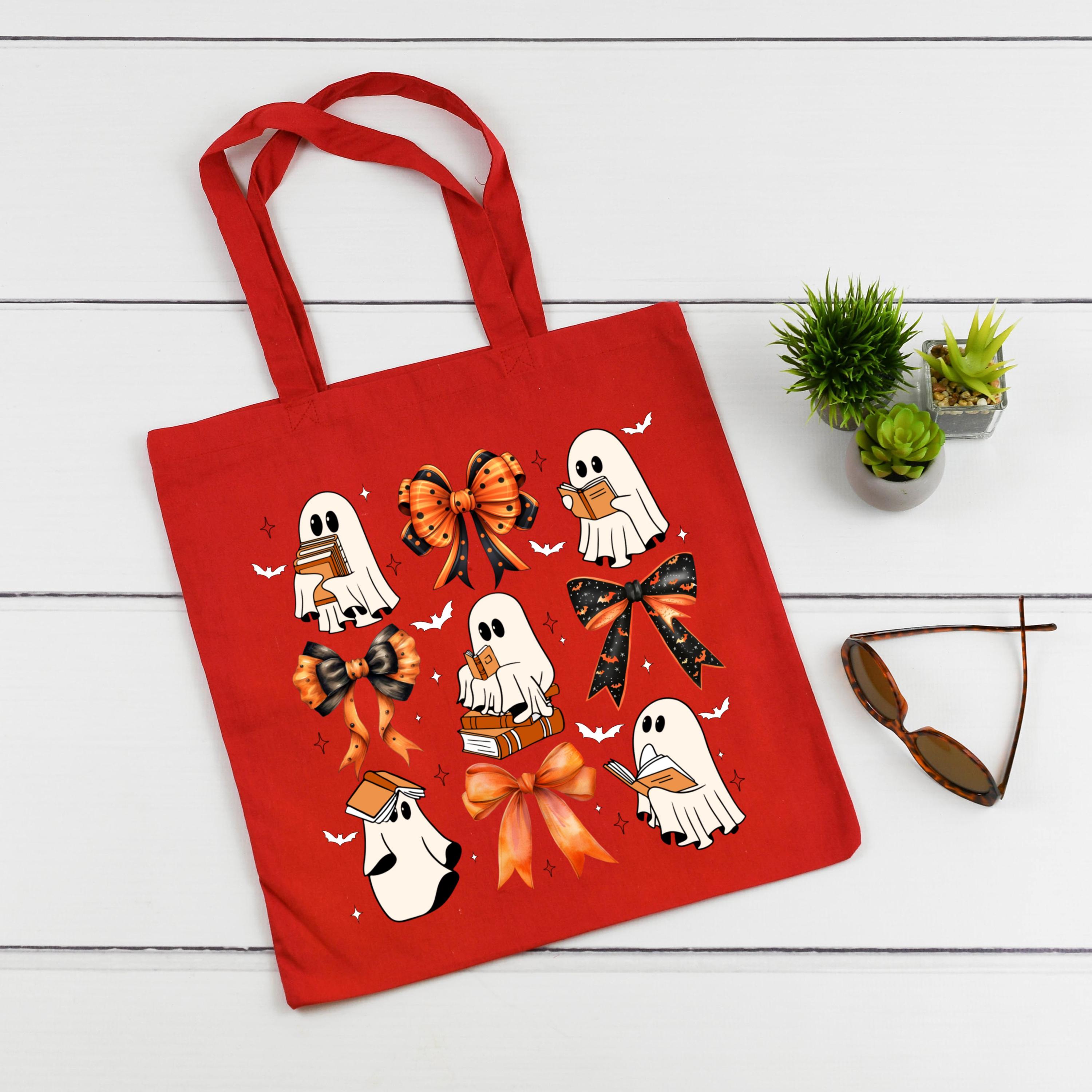 Halloween Book Lover Gift, Halloween Teacher Tote Bag, Book Reading ...