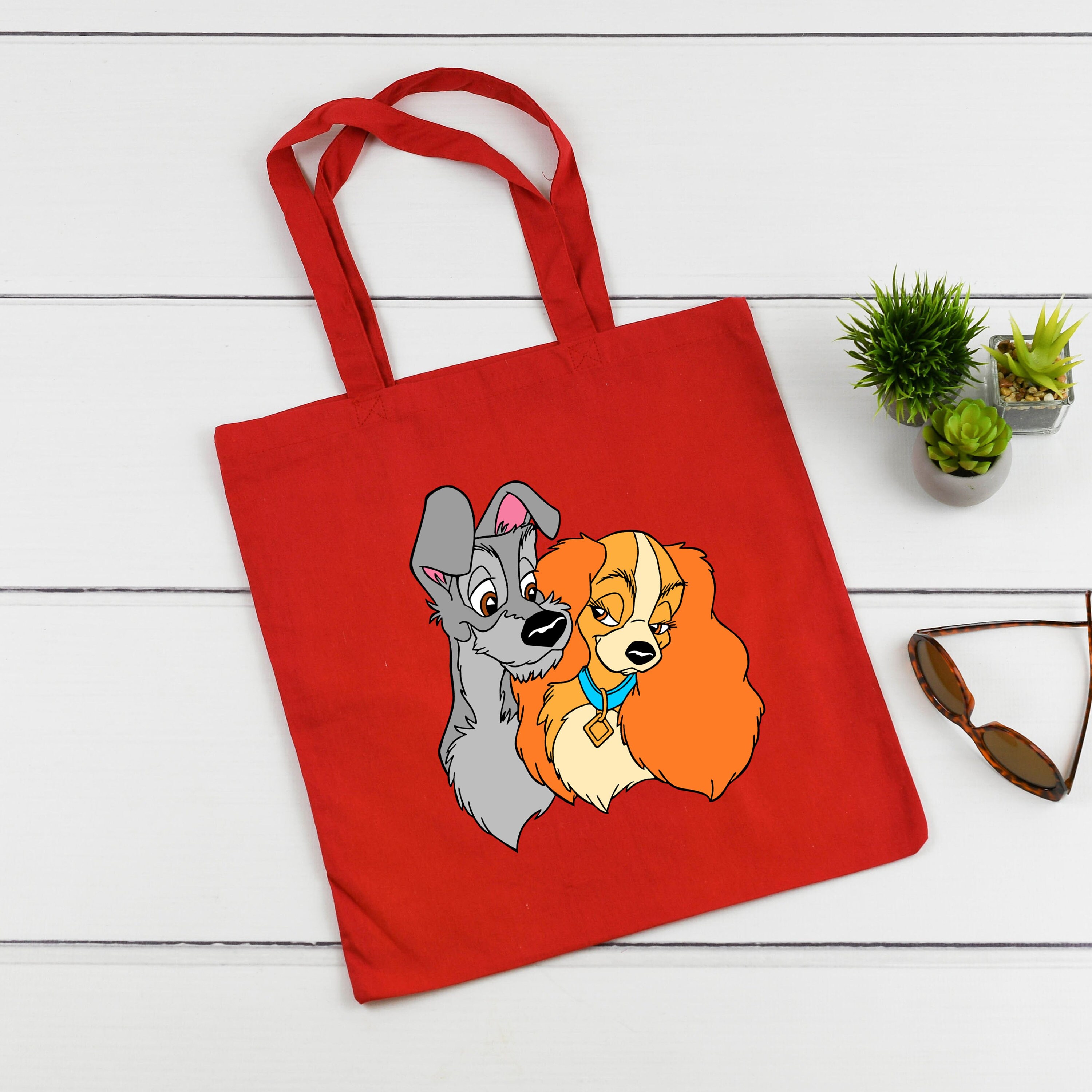 Lady and the Tramp Tote Bag, Disney Lady and Trump Tote Bag, Dog Lover ...