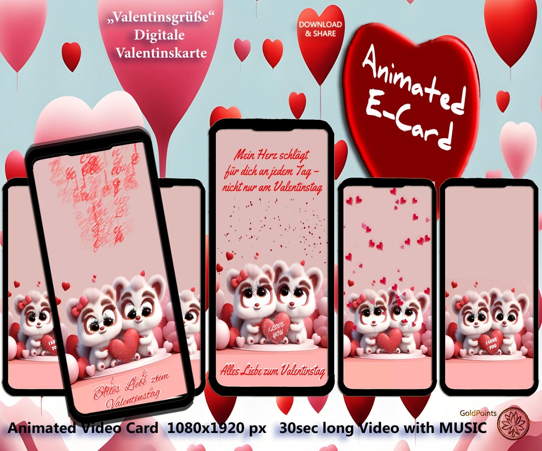 Happy Valentine's Day Animated E-card With Sounds MP4 GIF via E-mil ...