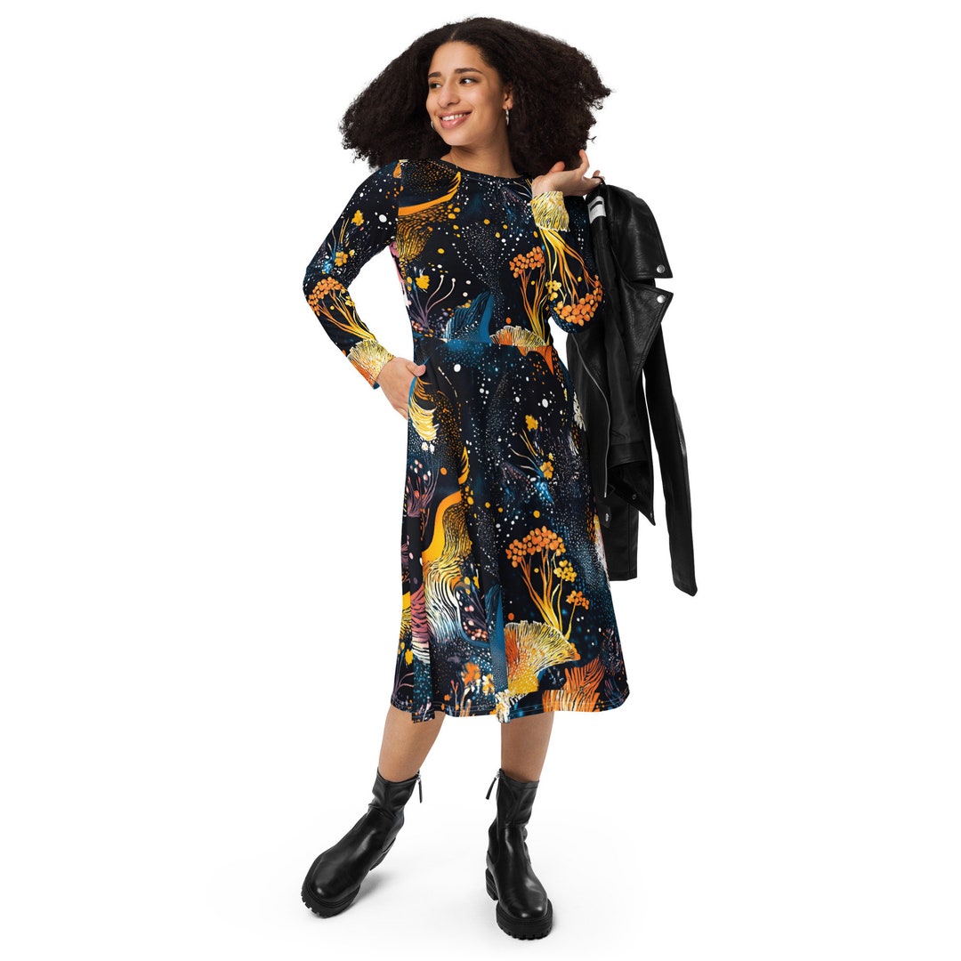 Mindful Water Long Sleeve Midi Dress - Etsy