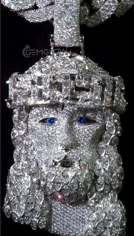 Iced Out Cubic Zirconia Jesus Face Pendant | Icy Diamond Jesus Face ...