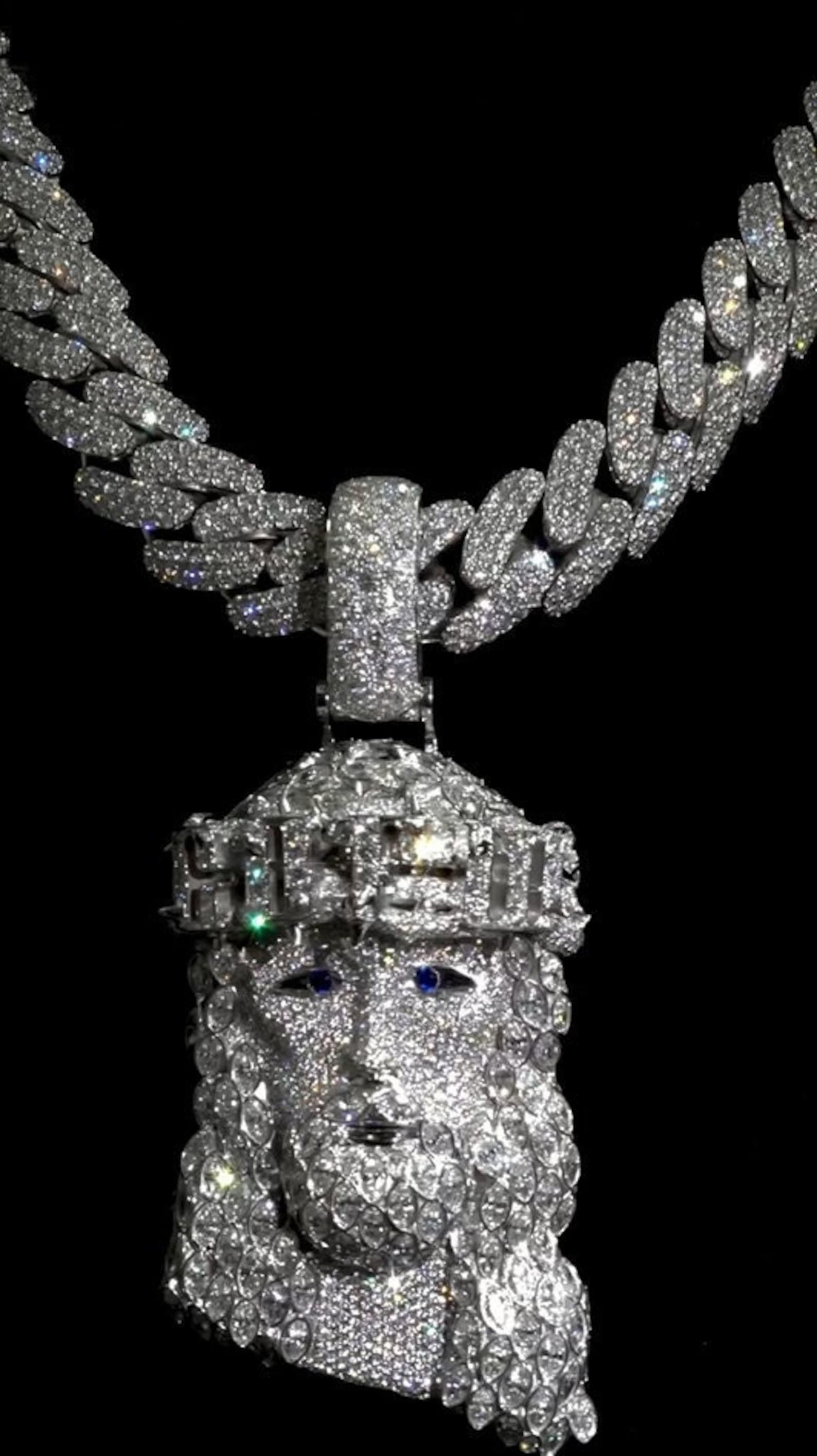 Iced Out Cubic Zirconia Jesus Face Pendant | Icy Diamond Jesus Face ...