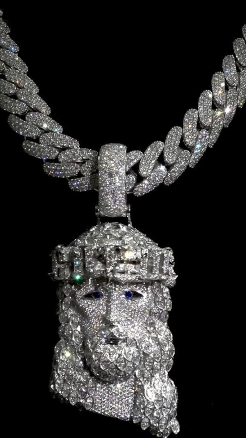 Iced Out Cubic Zirconia Jesus Face Pendant | Icy Diamond Jesus Face ...