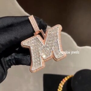 Customized Initial M Letter Pendant, Initial Name Pendant, Hip Hop ...
