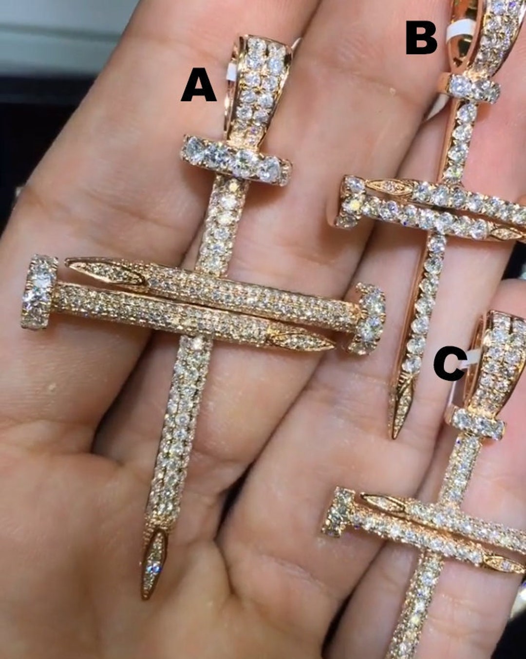Hip Hop Cross Pendant, Bling Cross Pendant, Gift for Him, Nail Cross ...