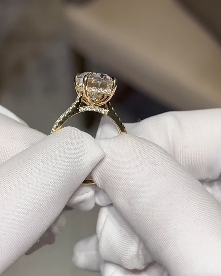 5.5 CT Elongated Cushion Cut Moissanite Engagement Ring Solitaire 14K ...