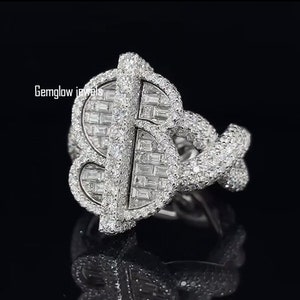 Fully Iced Out Hip Hop Ring, Men's Hip Hop Ring, Dollar Sign Ring ...