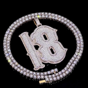 Custom Iced Out Any Number Pendant, Iced Out VVS Letter Hip Hop Pendant ...