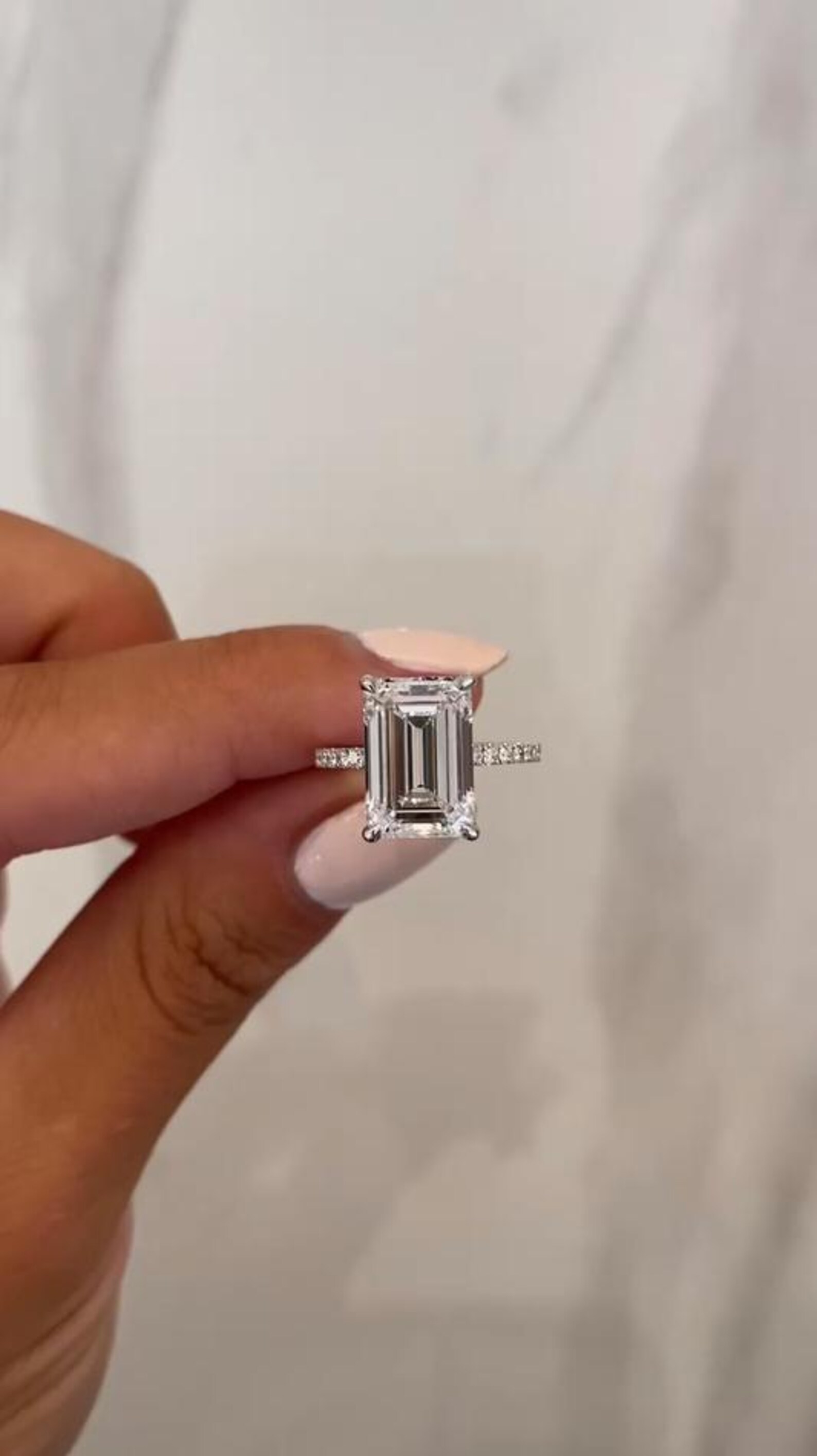 Lab Grown Emerald Cut Engagement Ring, 4.75ct Lab Grown Diamond ...