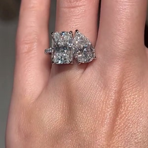 6 Ct Toi Et Moi Celebrity Engagement Ring, Two Stone Promise Ring ...