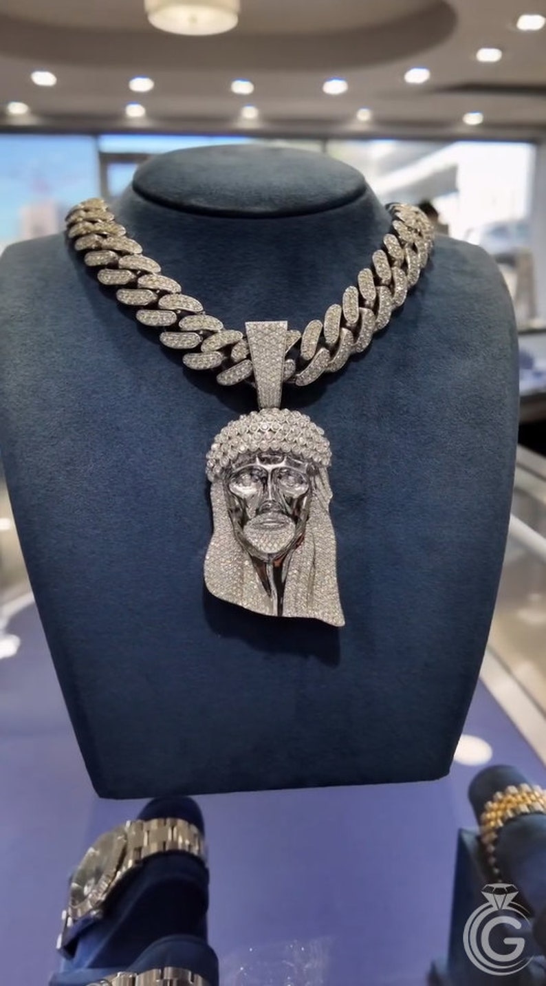Fully Iced Out Jesus Pendant, Icy Diamond Jesus Face Necklace, Iced Out ...
