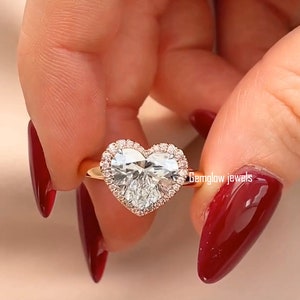 Lady Gaga Heart Shaped Moissanite Engagement Ring, Promise Ring ...