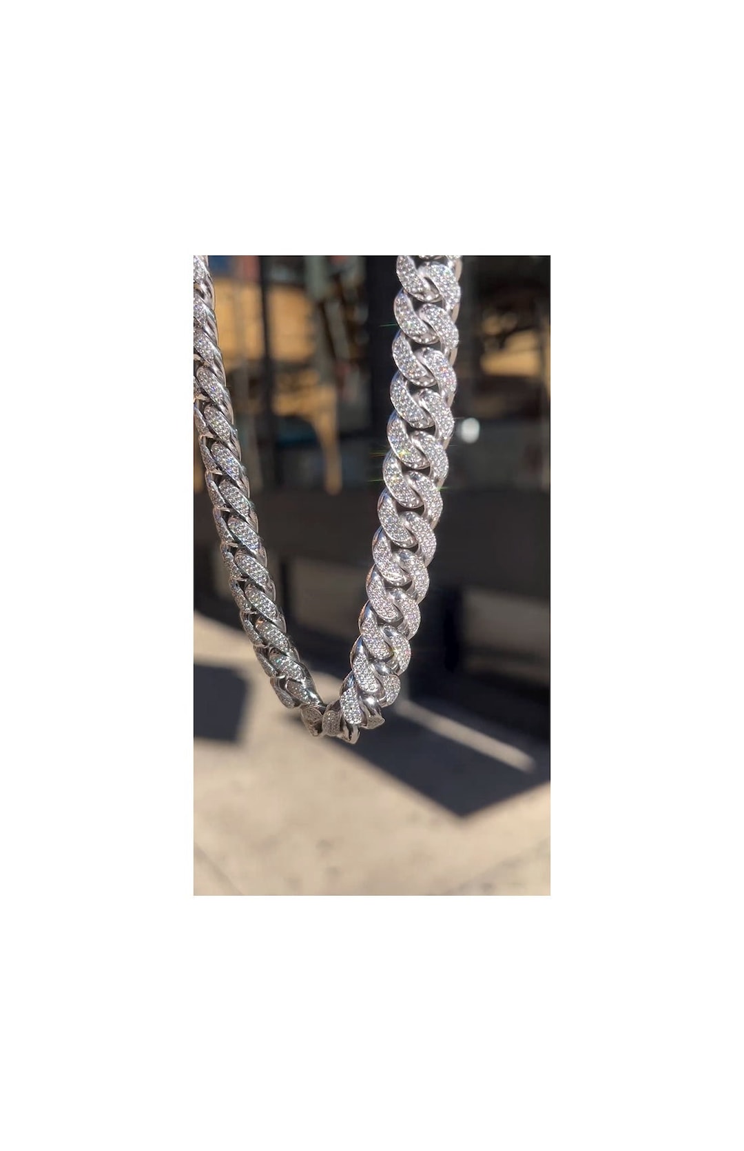 15mm Miami Cuban Link Chain, Iced Out Cuban Link Chain, Sterling Silver ...