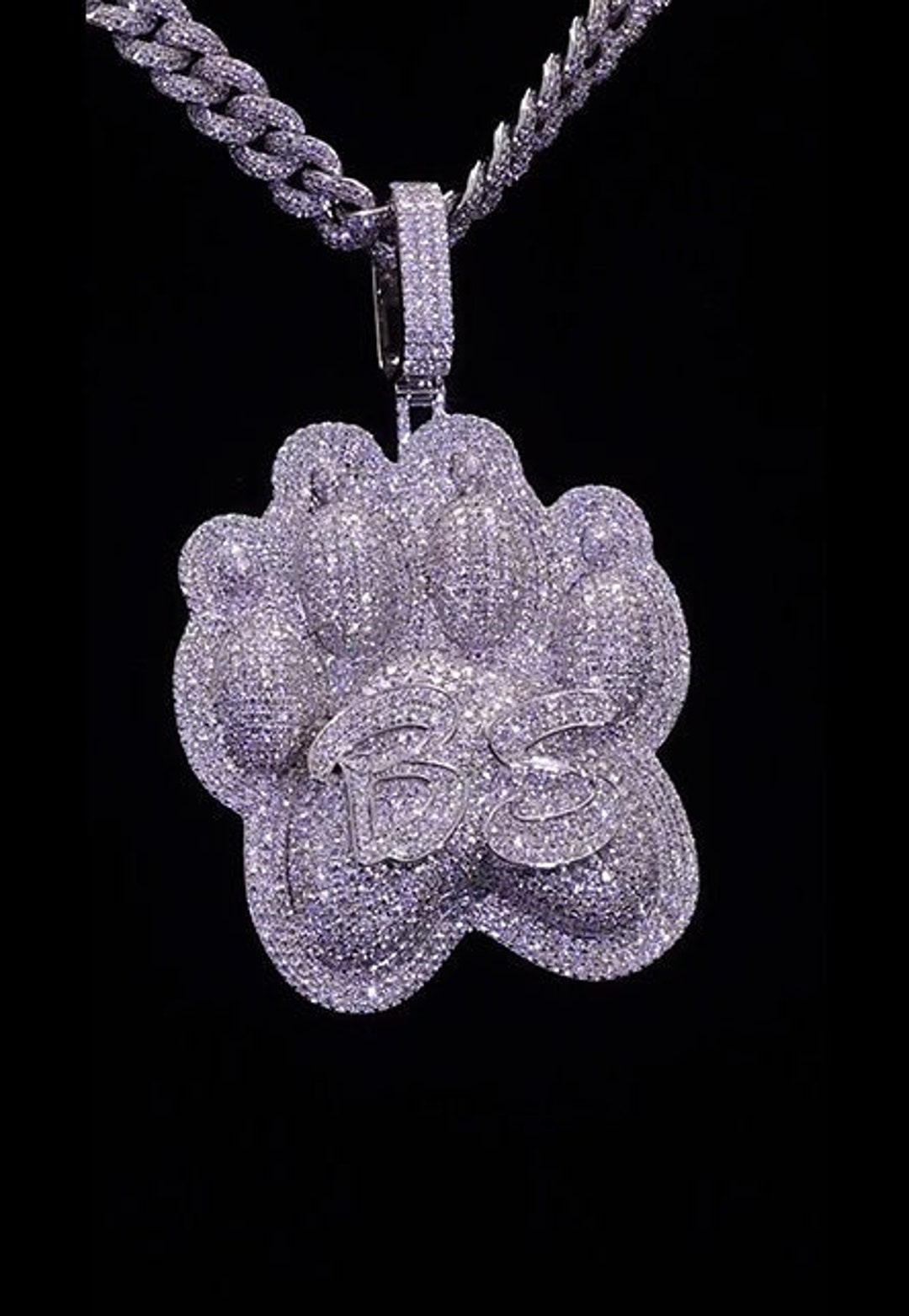 Dog Paw Chain Pendant, Iced Out Custom Pendant, Dog Paw Print Style ...