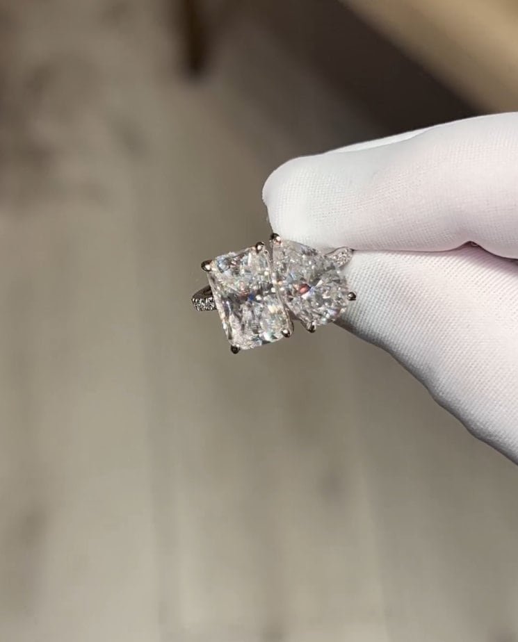 6 Ct Toi Et Moi Celebrity Engagement Ring, Two Stone Promise Ring ...