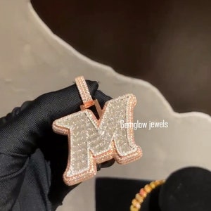 Customized Initial M Letter Pendant, Initial Name Pendant, Hip Hop ...