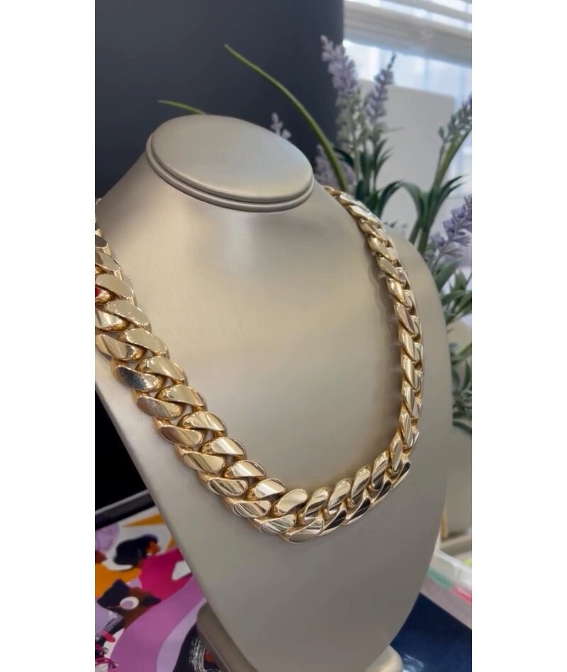 25mm Miami Cuban Link Chain, Gold Miami Cuban Chain, Heavy Miami Cuban ...