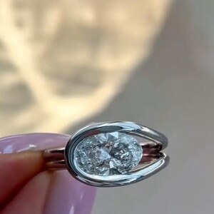 2.0 CT Lab-grown Certified Oval Cut Diamond, Lasso Engagement Oval ...