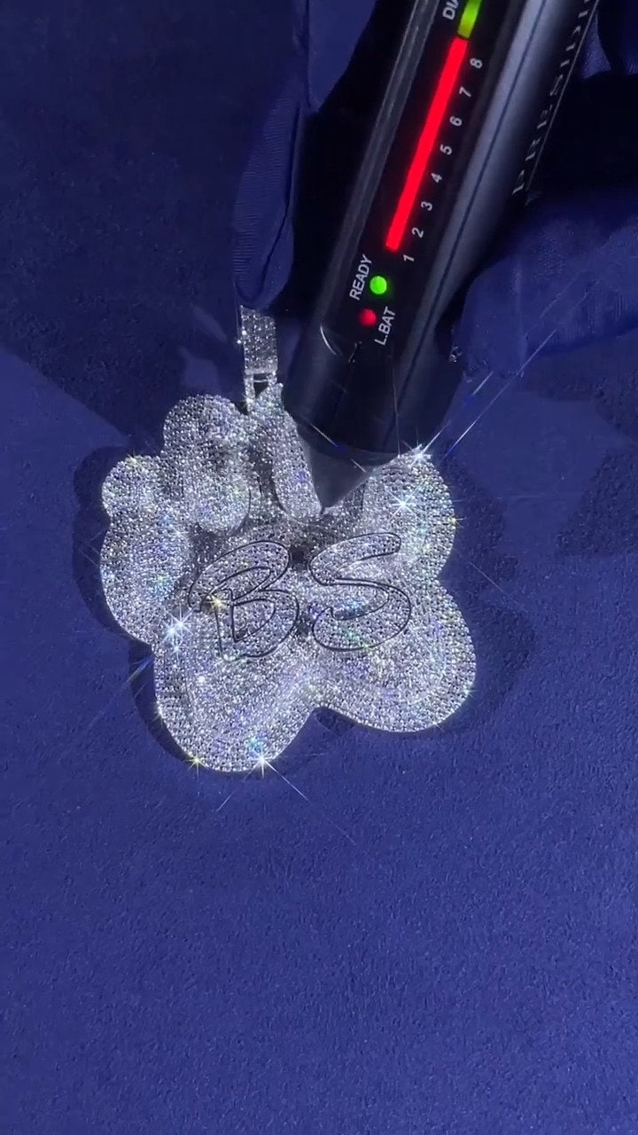 Dog Paw Chain Pendant, Iced Out Custom Pendant, Dog Paw Print Style ...