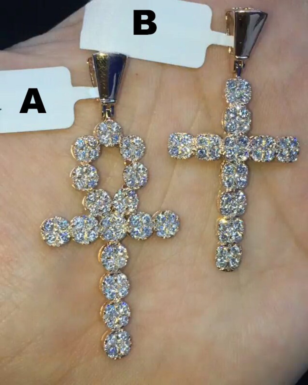 Diamond Cross Necklace, Iced Out VVS Moissanite Cross Pendant ...