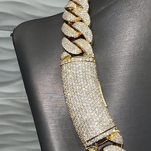 18mm Cuban Chain Fully Iced Out Chain, Iced Out Moissanite Cuban Chain ...