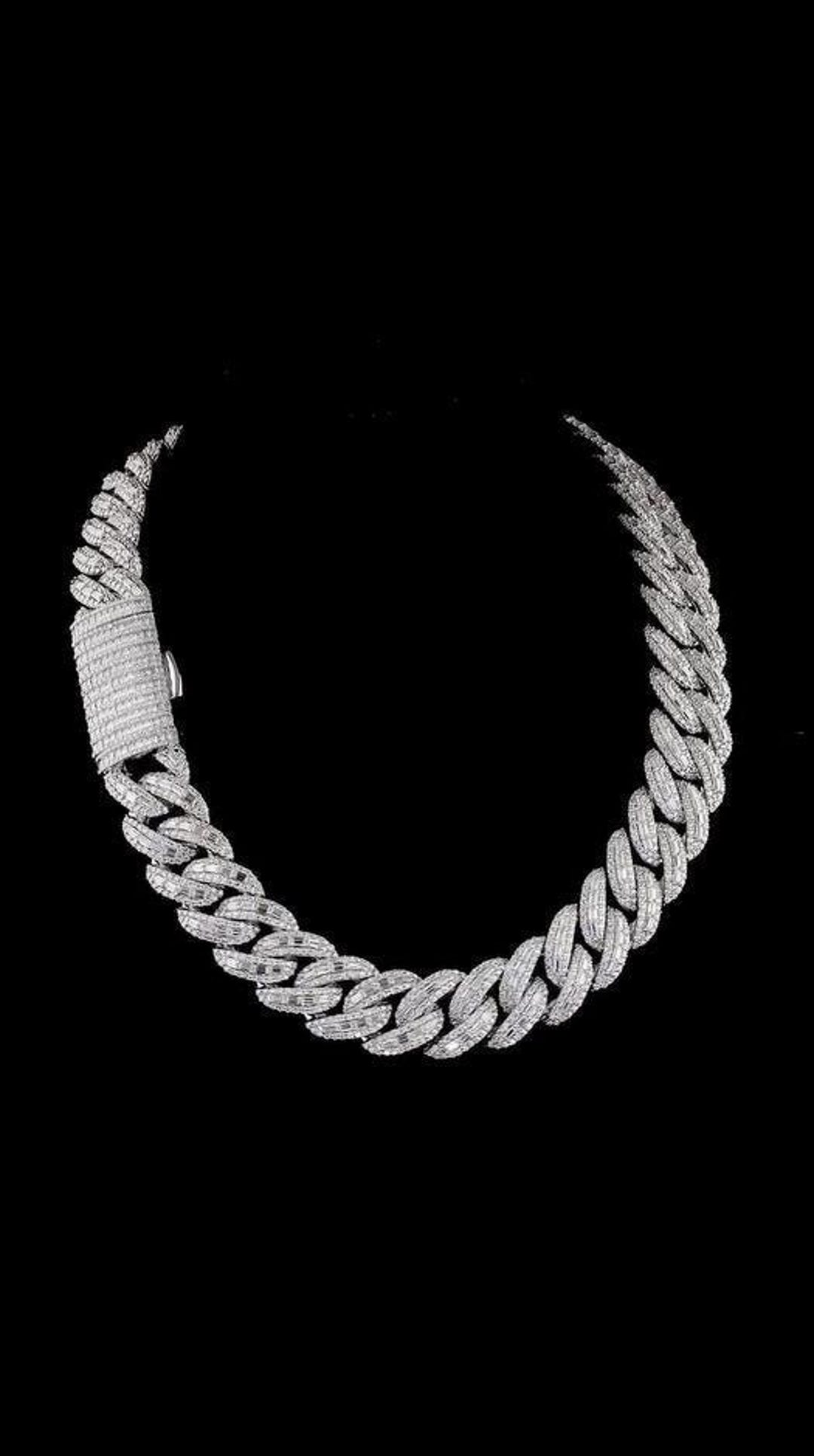 20mm Round & Baguette Miami Cuban Chain Moissanite Cuban Chain Hip Hop ...
