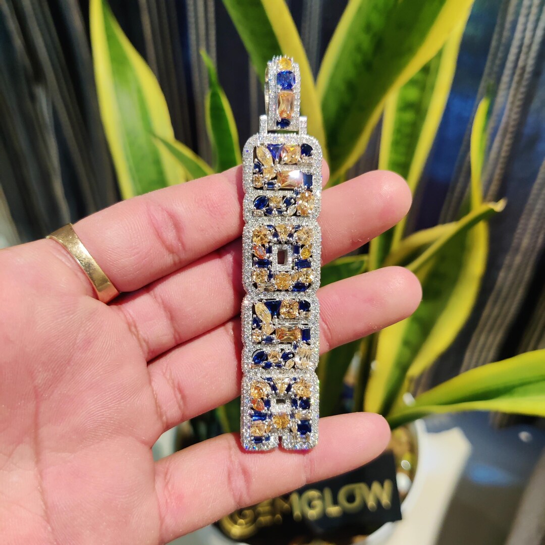 Iced Out Name Pendant, Hip Hop Bling Jewelry, Custom Moissanite Initial ...