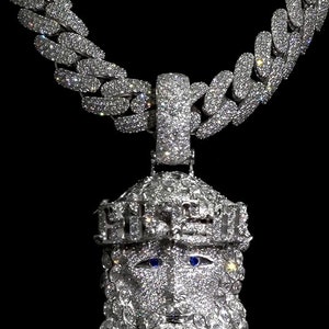 Iced Out Cubic Zirconia Jesus Face Pendant | Icy Diamond Jesus Face ...