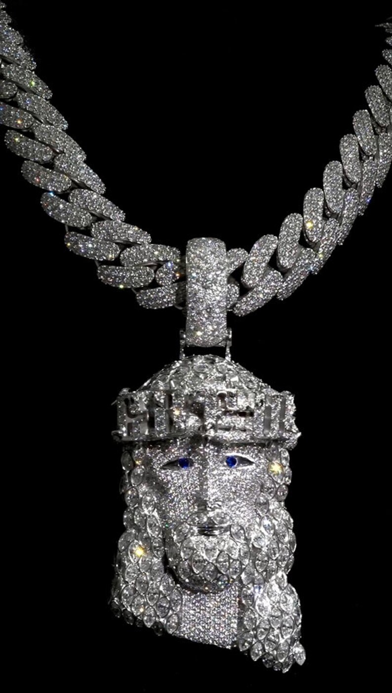 Iced Out Cubic Zirconia Jesus Face Pendant Icy Diamond Jesus Face ...