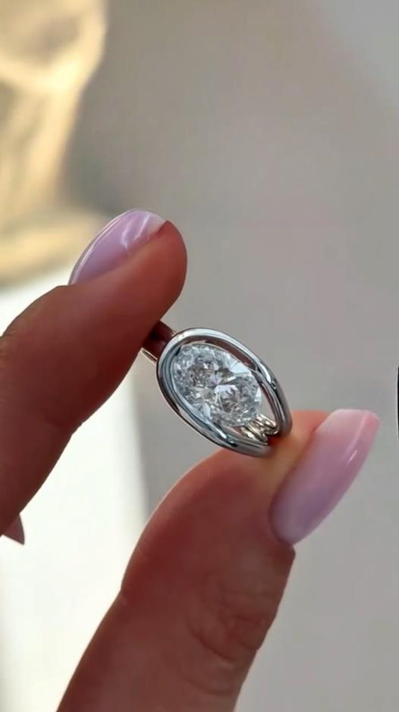 2.0 CT Lab-grown Certified Oval Cut Diamond, Lasso Engagement Oval ...