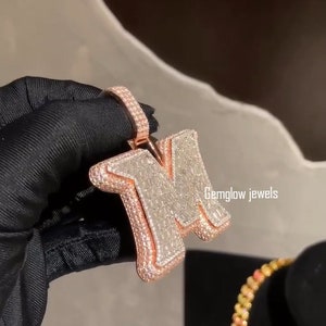 Customized Initial M Letter Pendant, Initial Name Pendant, Hip Hop ...