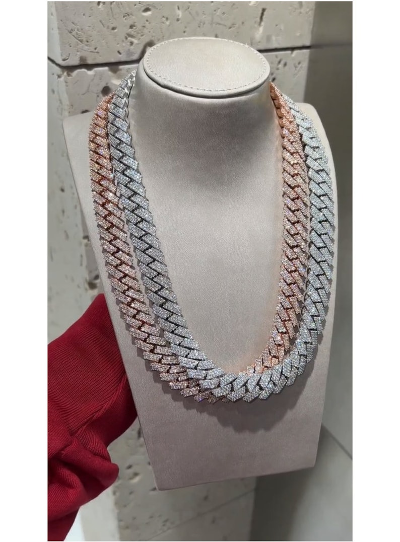 16mm Miami Cuban Chain Link, Iced Out Cuban Chain, 925 Sterling Silver ...