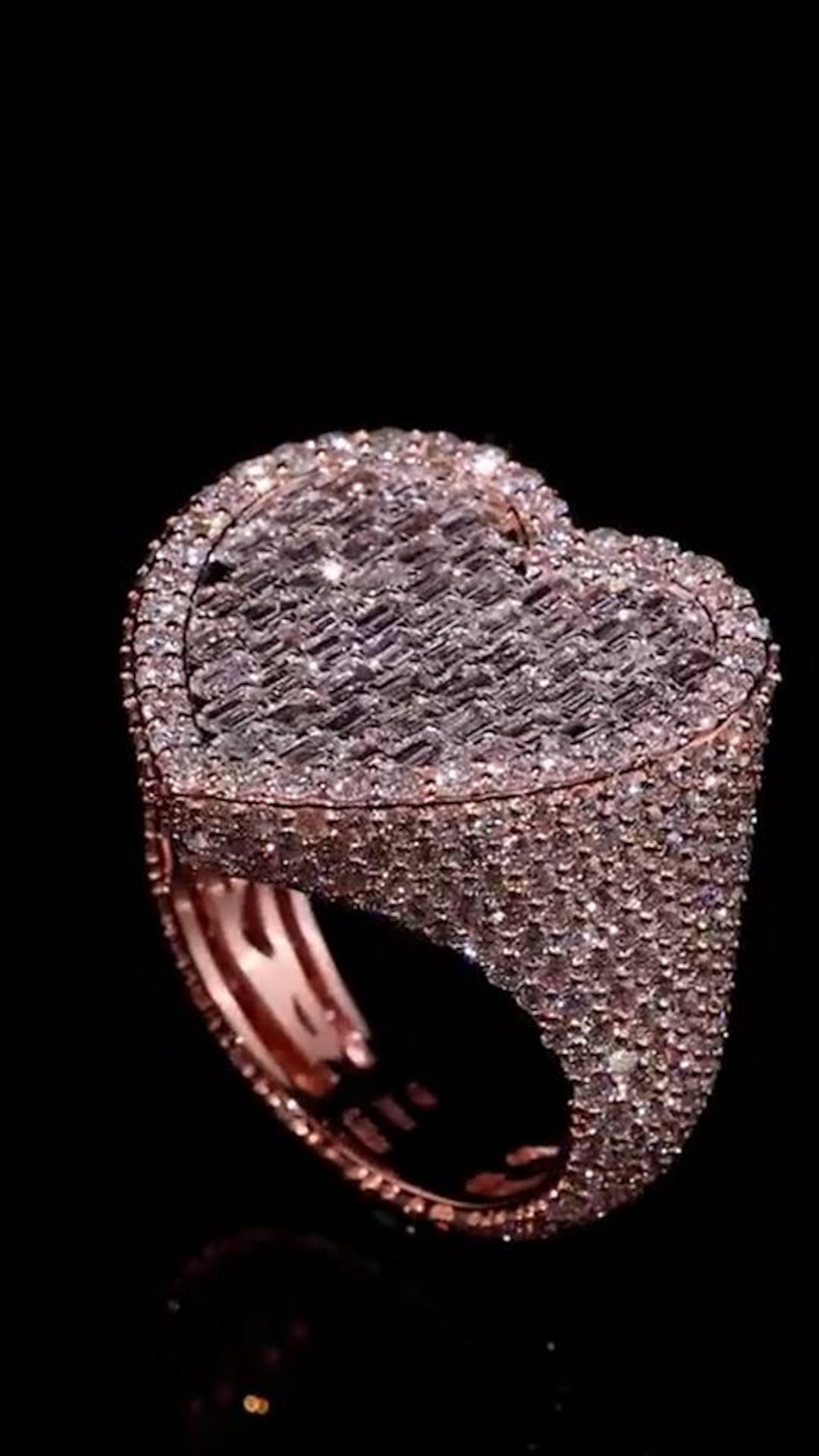 Iced Out Heart Shape Ring, Baguette & Round Moissanite Ring, Heart ...