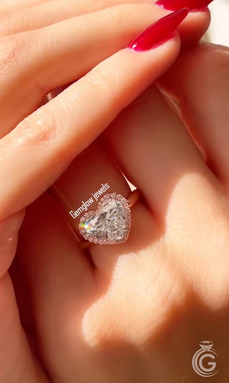 Lady Gaga Heart Shaped Moissanite Engagement Ring, Promise Ring ...