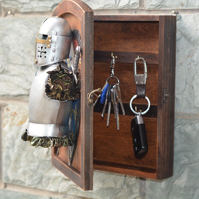 Vintage European Style Wooden Key Storage, Key Holder Box & Organizer ...