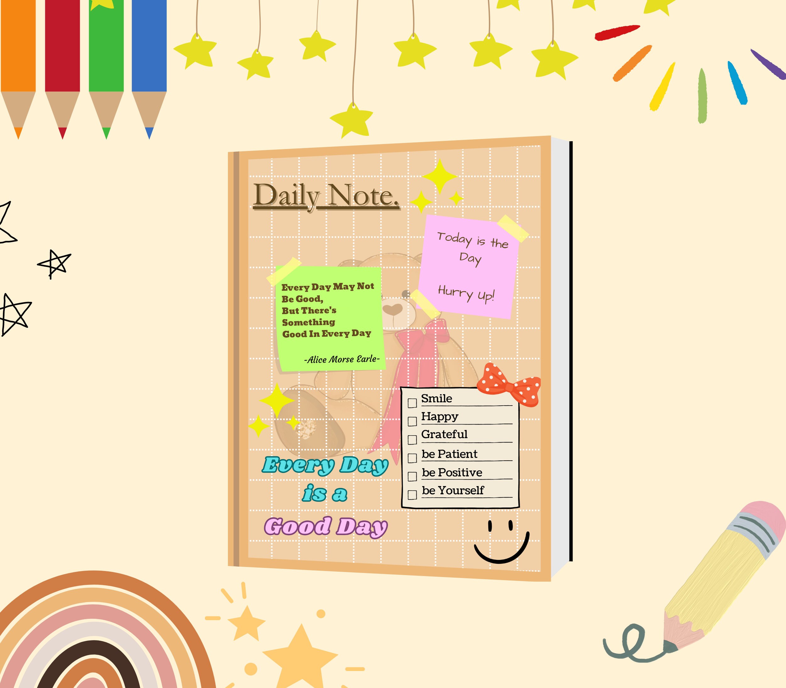 Printable Daily Note, Adult Note, Kids Note, Children Note, Printable ...