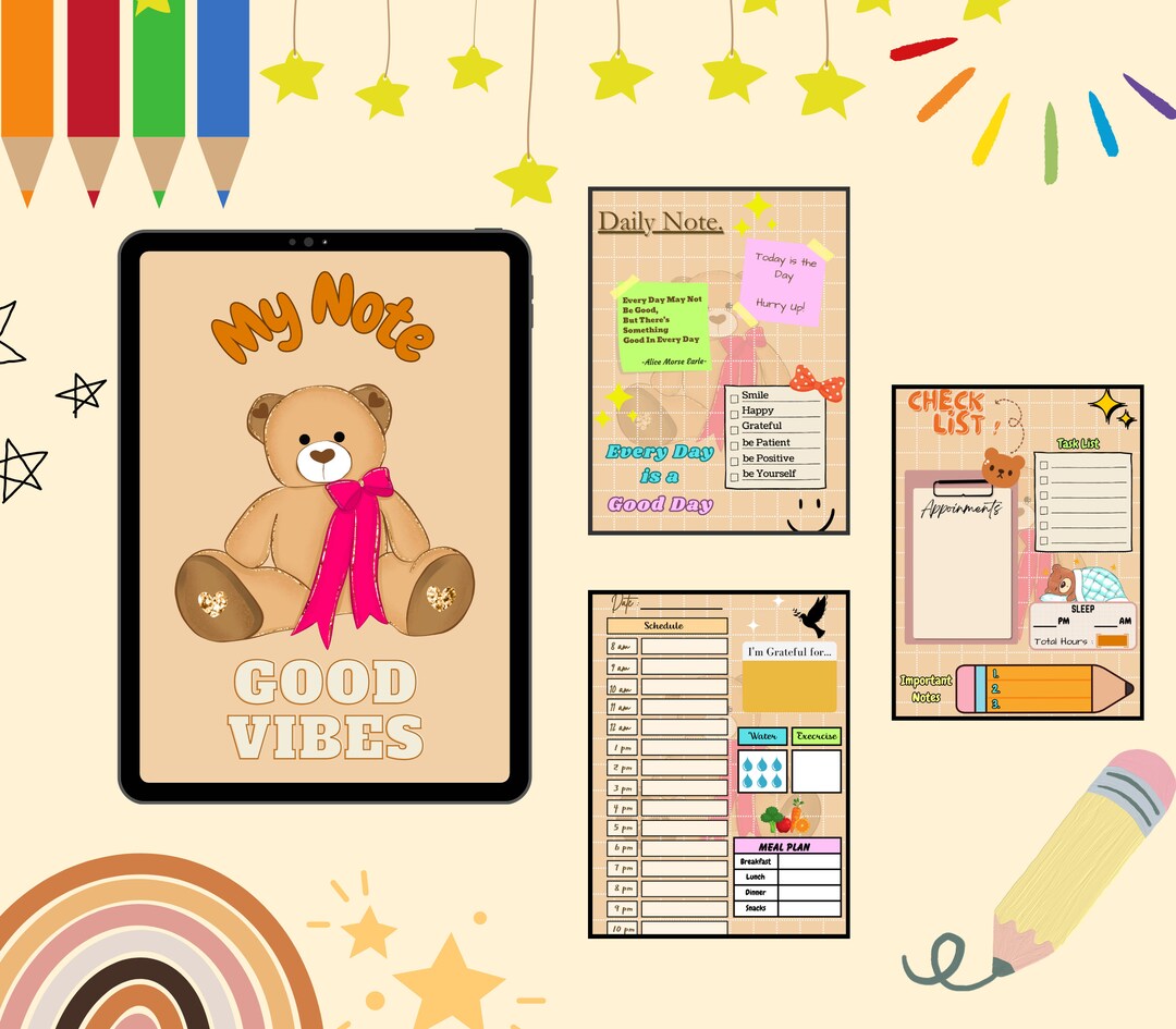 Printable Daily Note, Adult Note, Kids Note, Children Note, Printable ...