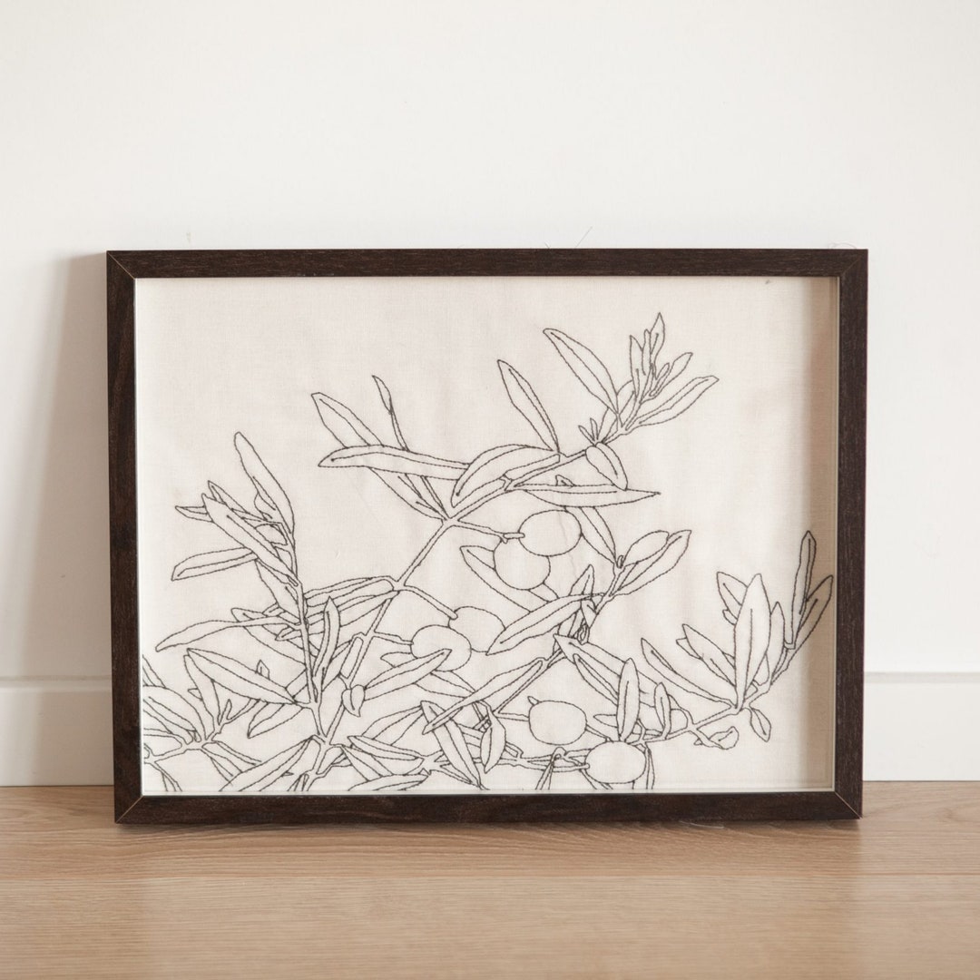 Dark Embroidery Painting With Olive Tree Pattern, Olive Tree Pattern ...