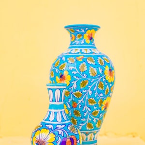 Blue Pottery Flower Vase Multi-color Ceramic Art - Etsy