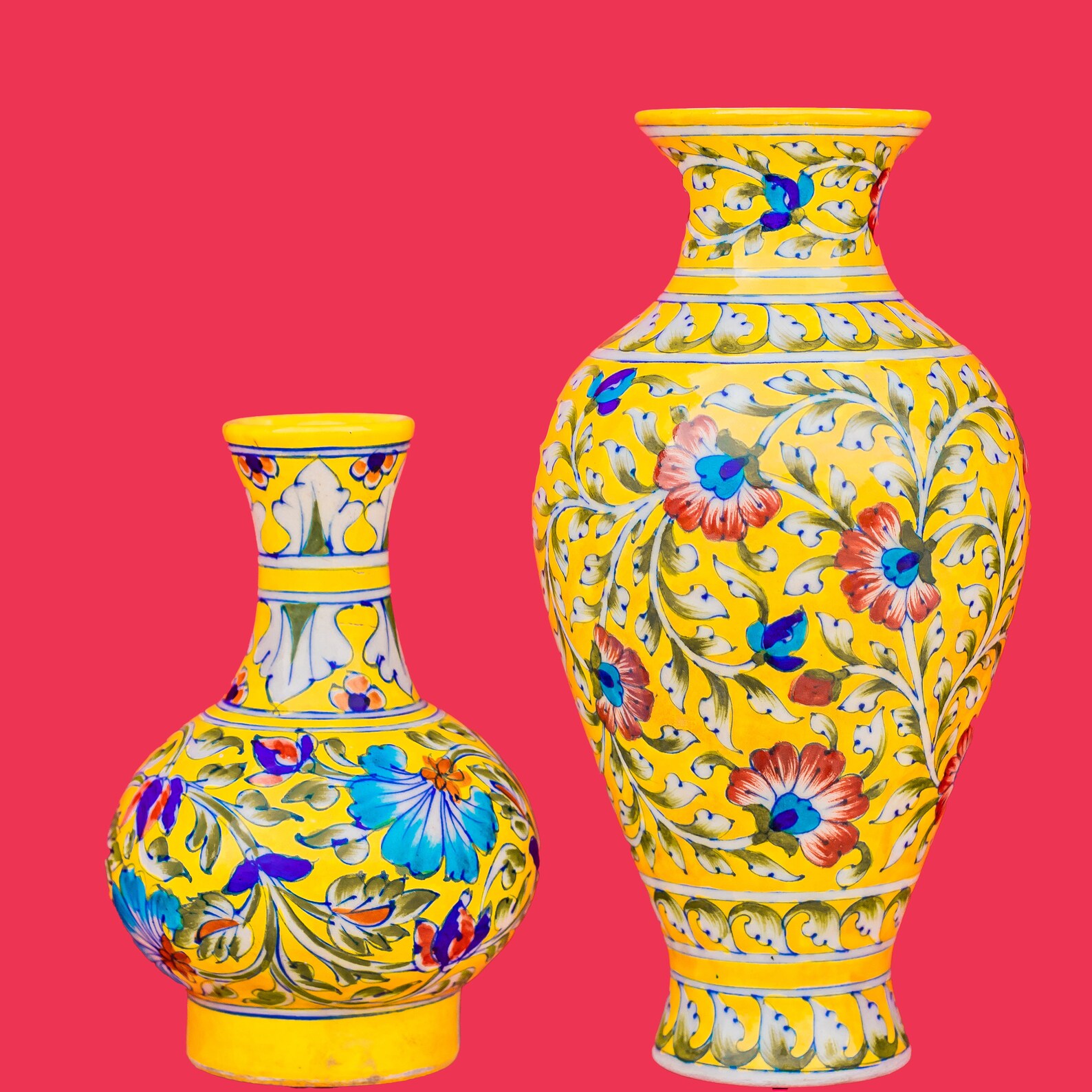 Blue Pottery Flower Vase Multi-color Ceramic Art - Etsy