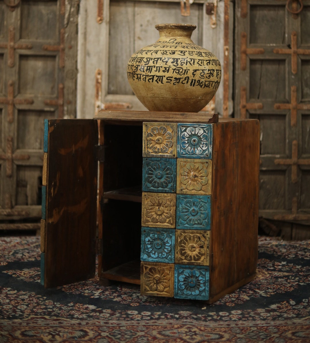 Reclaimed Wooden Small Cabinet With Door Handcrafted Storage - Etsy