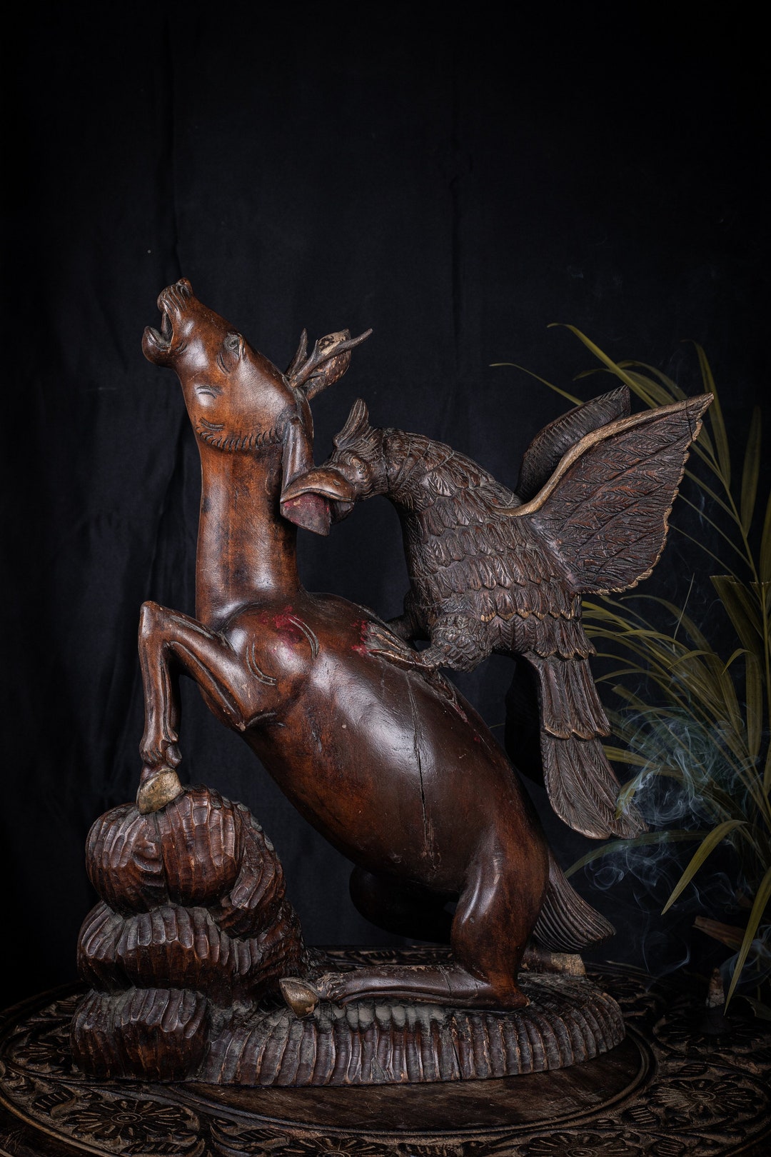 Wooden Eagle Hunting Statue Handmade Wildlife Home Decor Hunting Bird ...