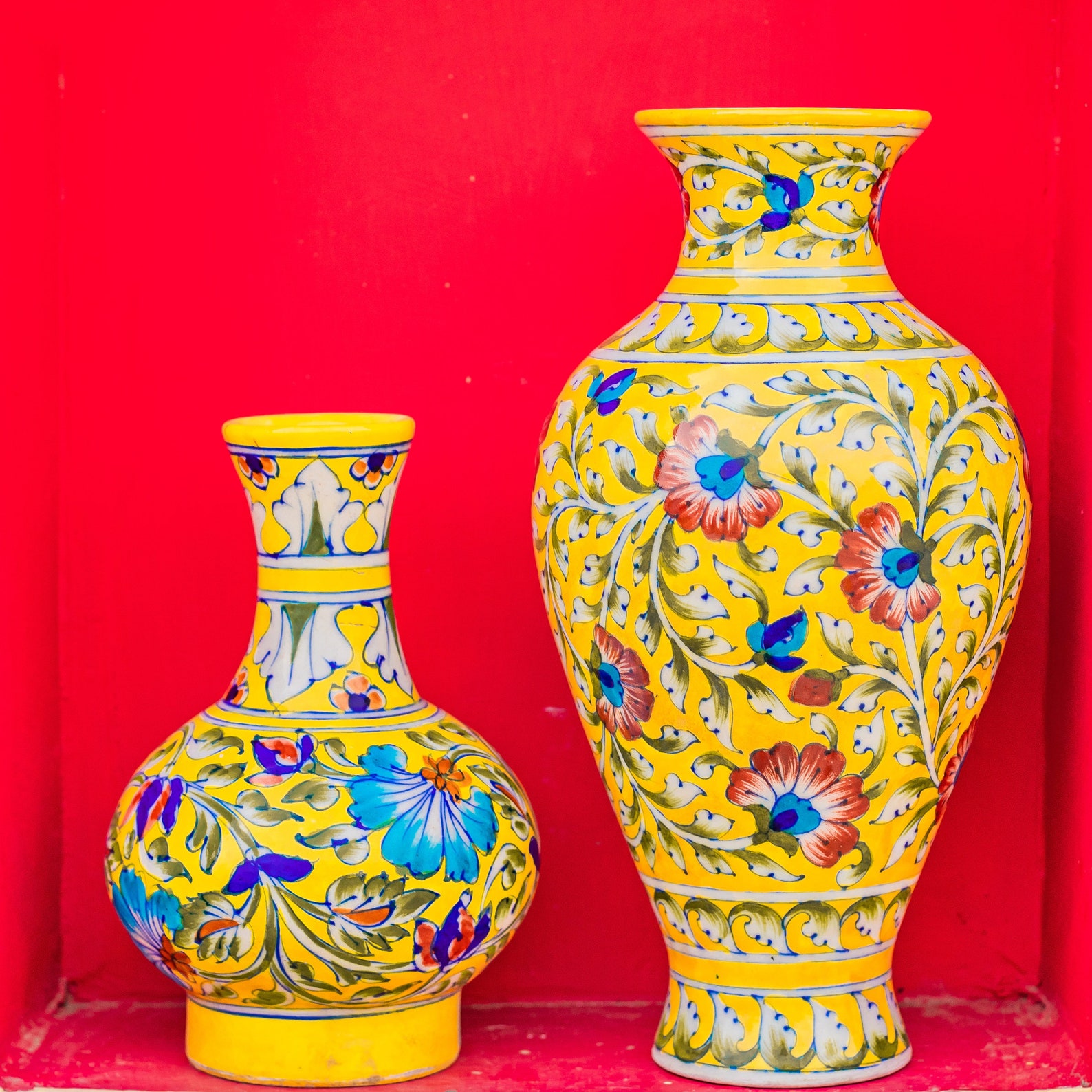 Blue Pottery Flower Vase Multi-color Ceramic Art - Etsy