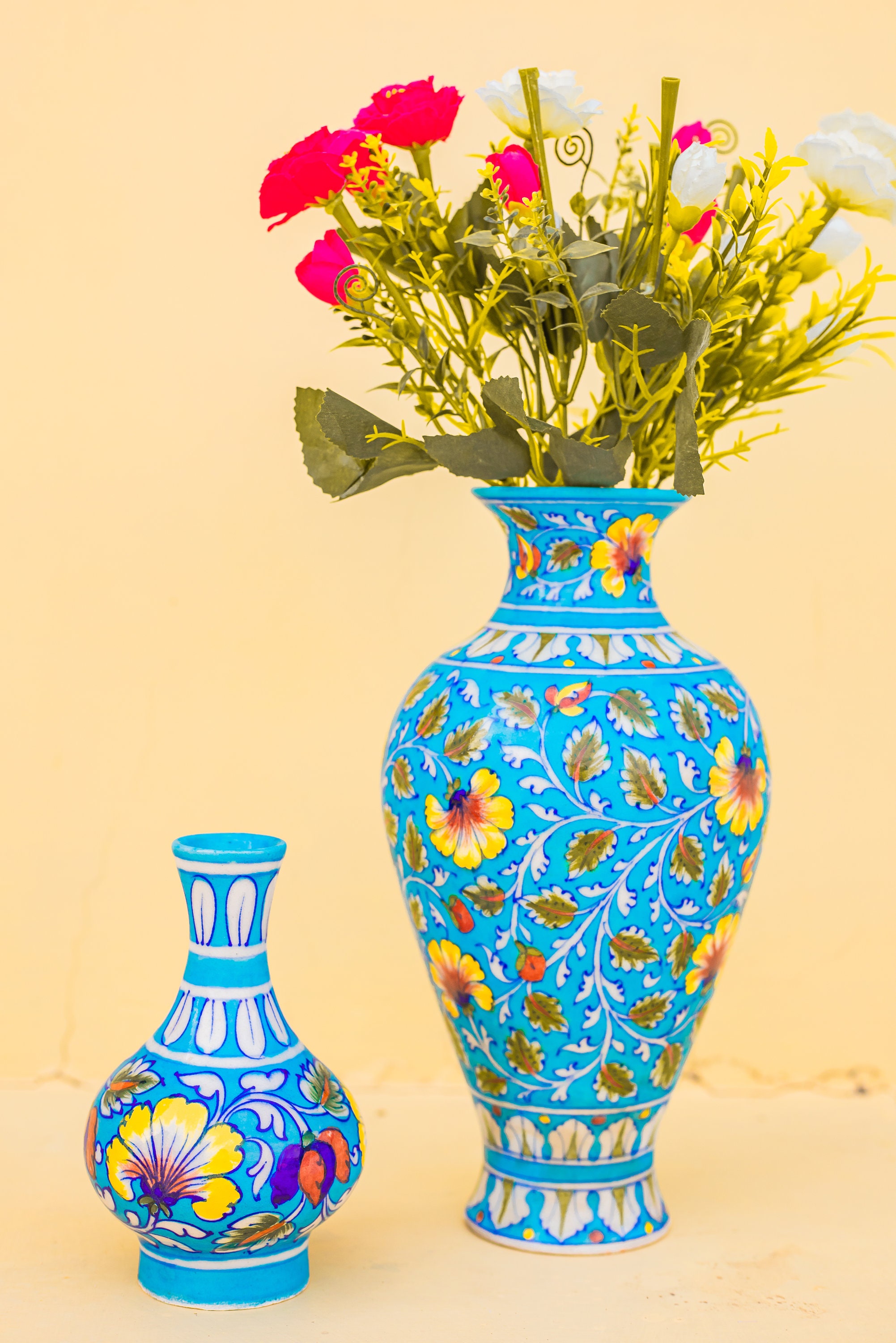 Blue Pottery Flower Vase Multi-color Ceramic Art - Etsy