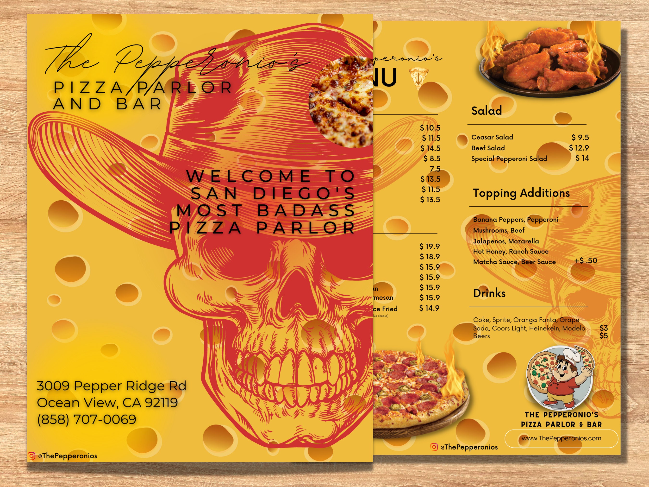 Pizzeria Menu Template PRINTABLE Pizzeria Pizza Parlor Menu With Drinks ...