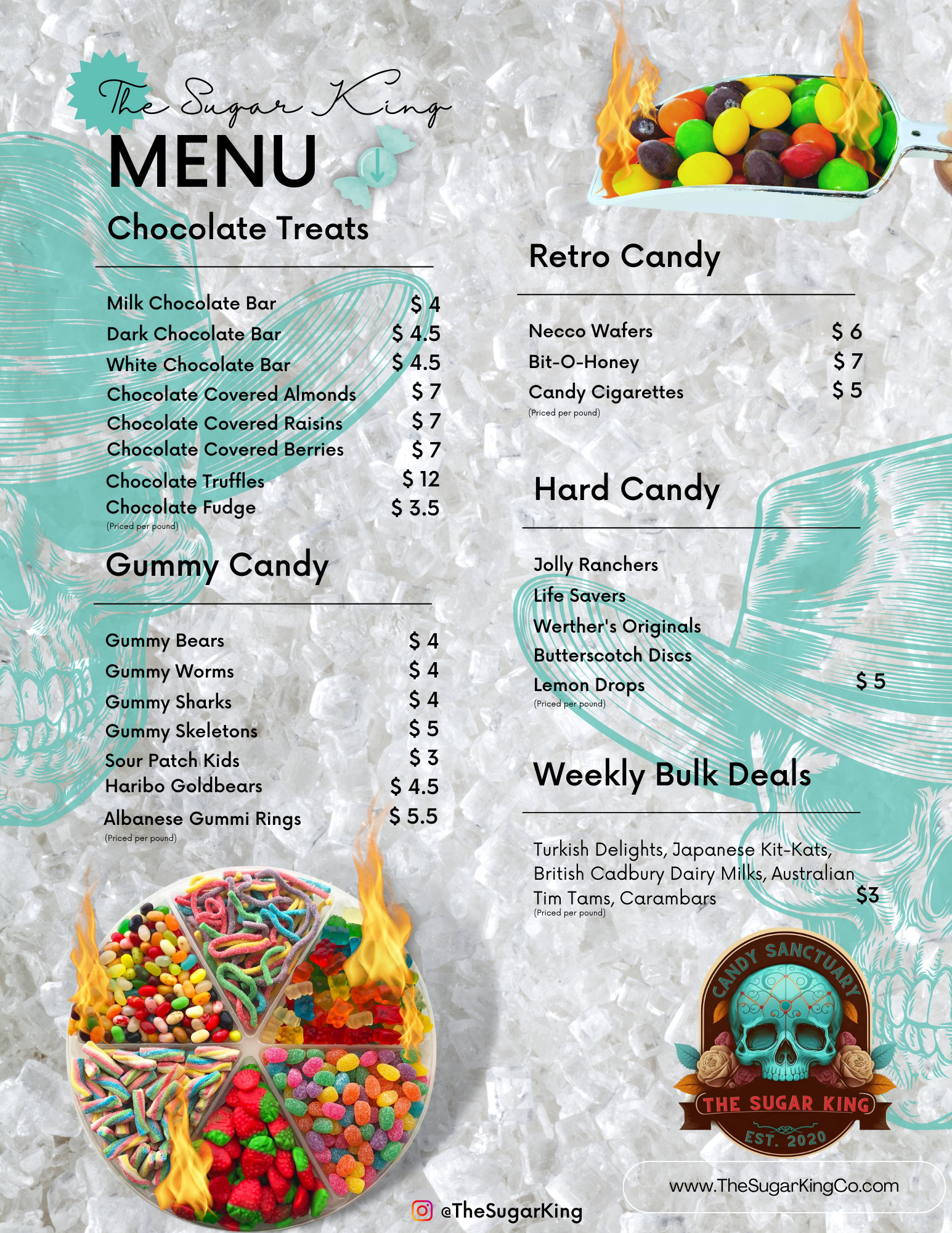 Treats Menu, Candy Shop Menu, Etsy Pricelist, DOWNLOAD, Party Favor ...